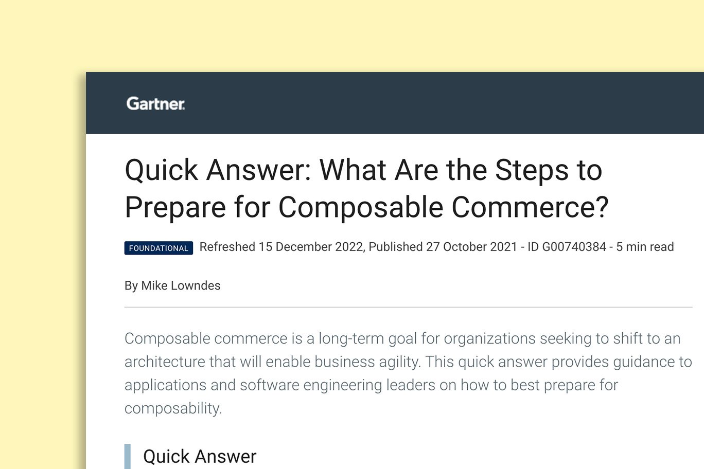 Gartner® Quick Answer report for composable commerce